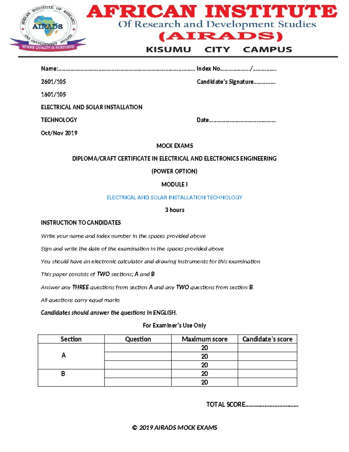 Electrical AND Electronics MOCK Exams - - Studocu