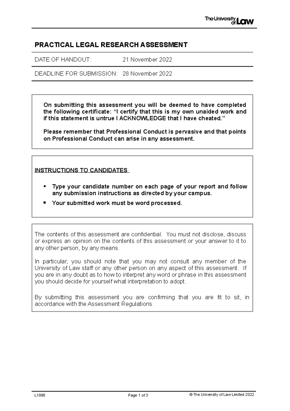 L1898 plr nov22 paper 5 final - PRACTICAL LEGAL RESEARCH ASSESSMENT ...