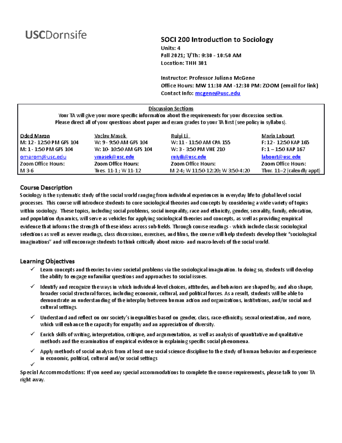 Mc Gene Introduction to Sociology Syllabus Fall 2021 - SOCI 200 ...