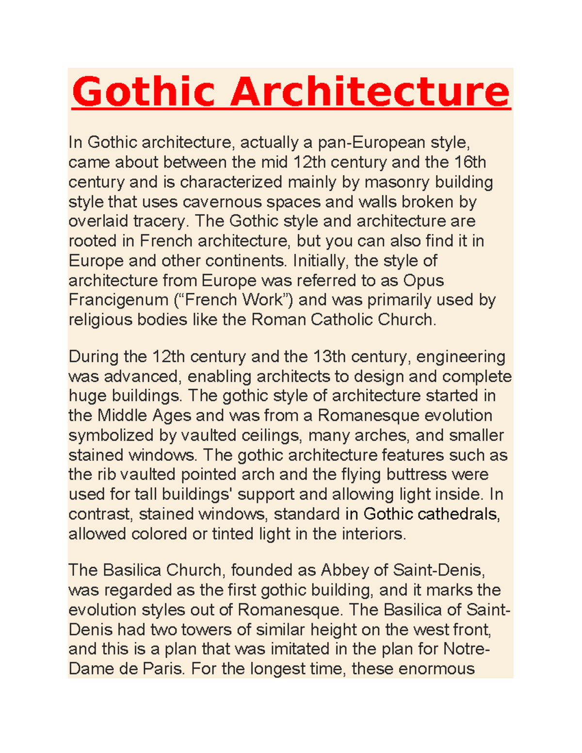 Gothic-Architecture - gothic architecture - Gothic Architecture In ...