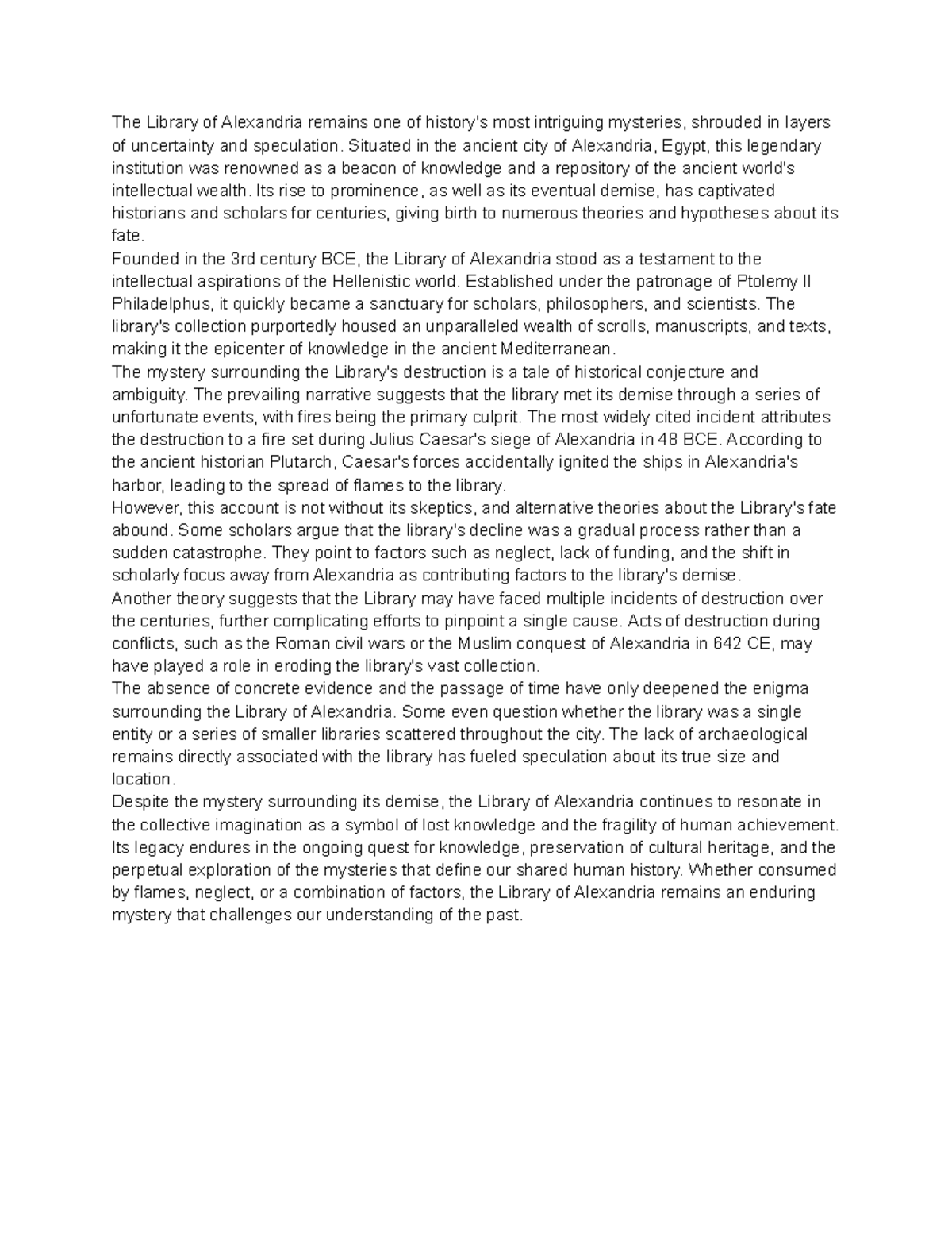 The Library of Alexandria - Situated in the ancient city of Alexandria ...