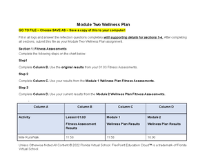 Module Four Wellness Plan - Studocu