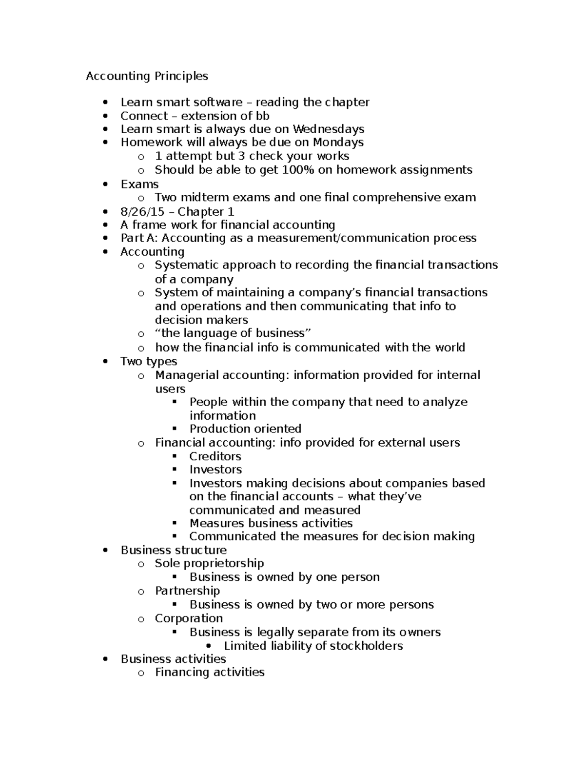 Accounting Principles Lecture Notes for Entire Semester - Accounting ...