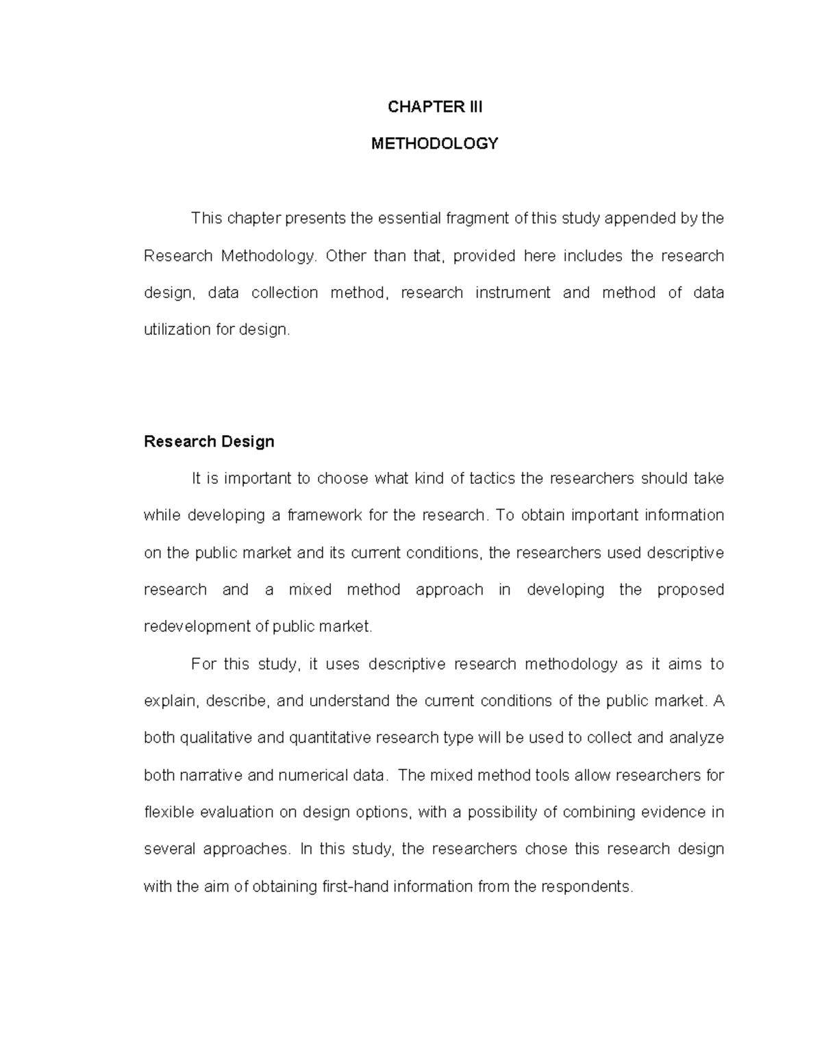 Chapter 3 - sample of thesis - CHAPTER III METHODOLOGY This chapter ...