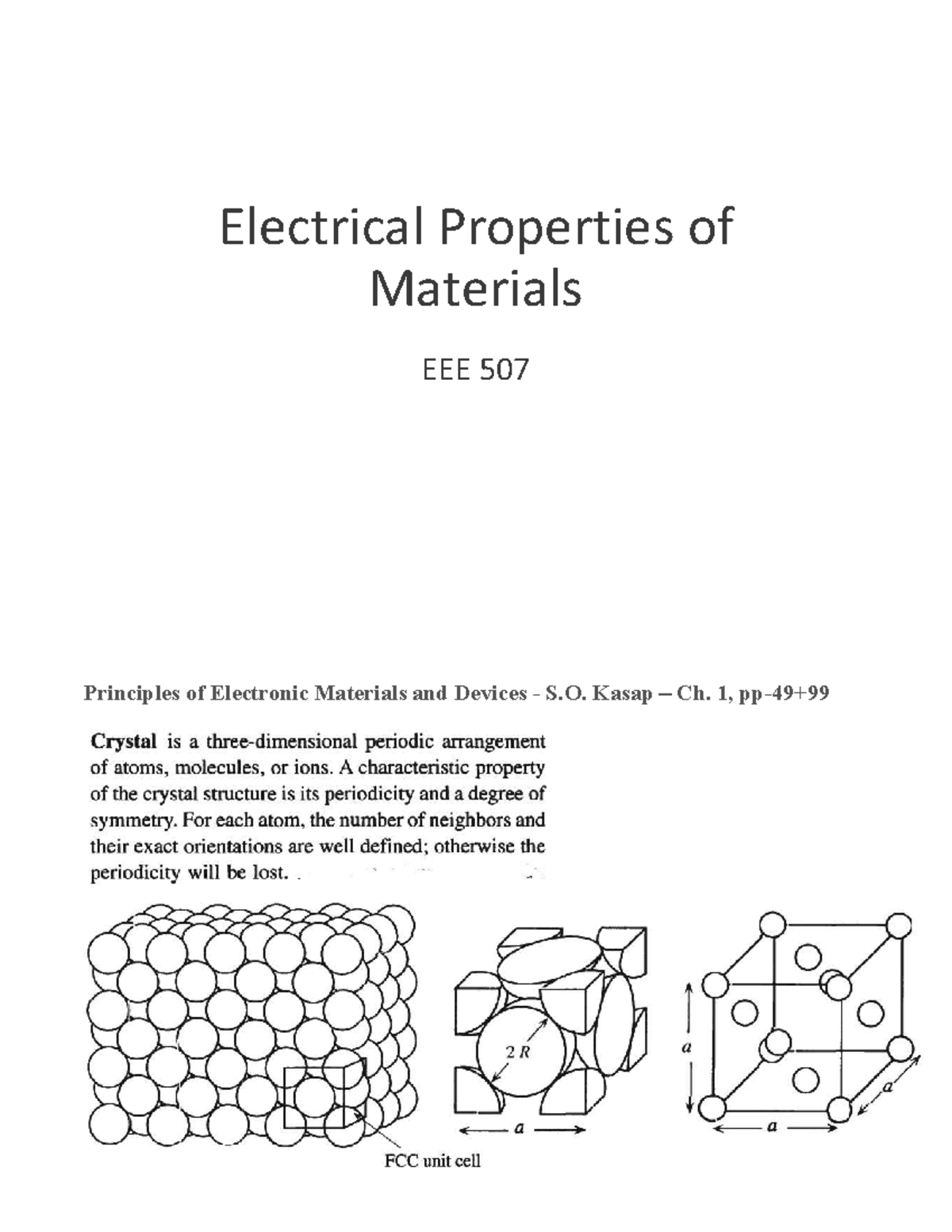 Materials Class lecture Final - Electrical Properties of Materials EEE ...