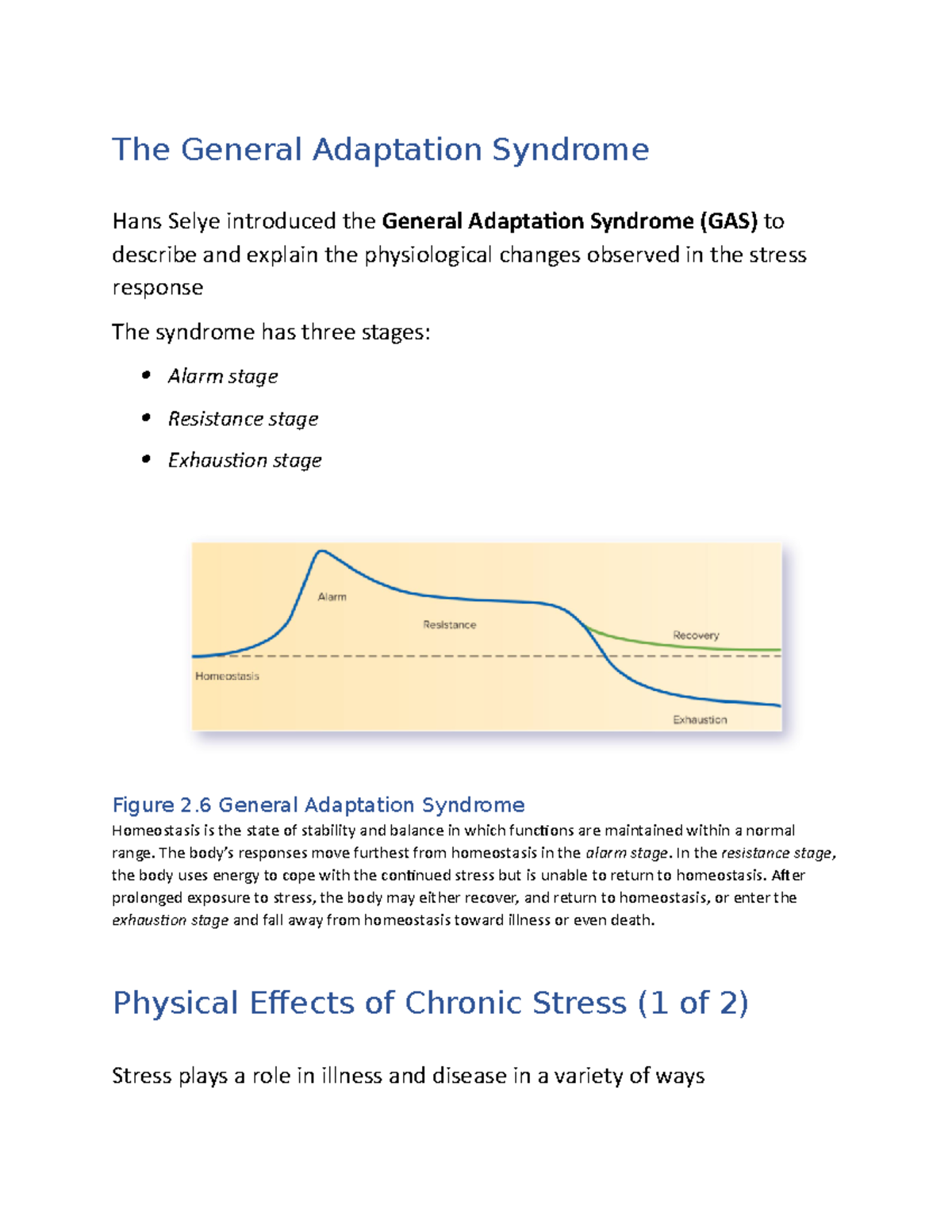 HEED 300 Chapter 2 Notes p3 - The General Adaptation Syndrome Hans ...