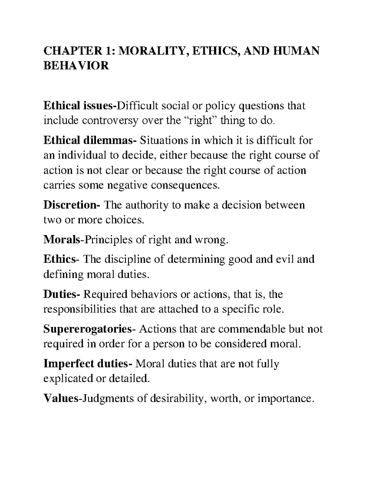 Chapter 1- Morality, Ethics, and Human Behavior - CHAPTER 1: MORALITY ...