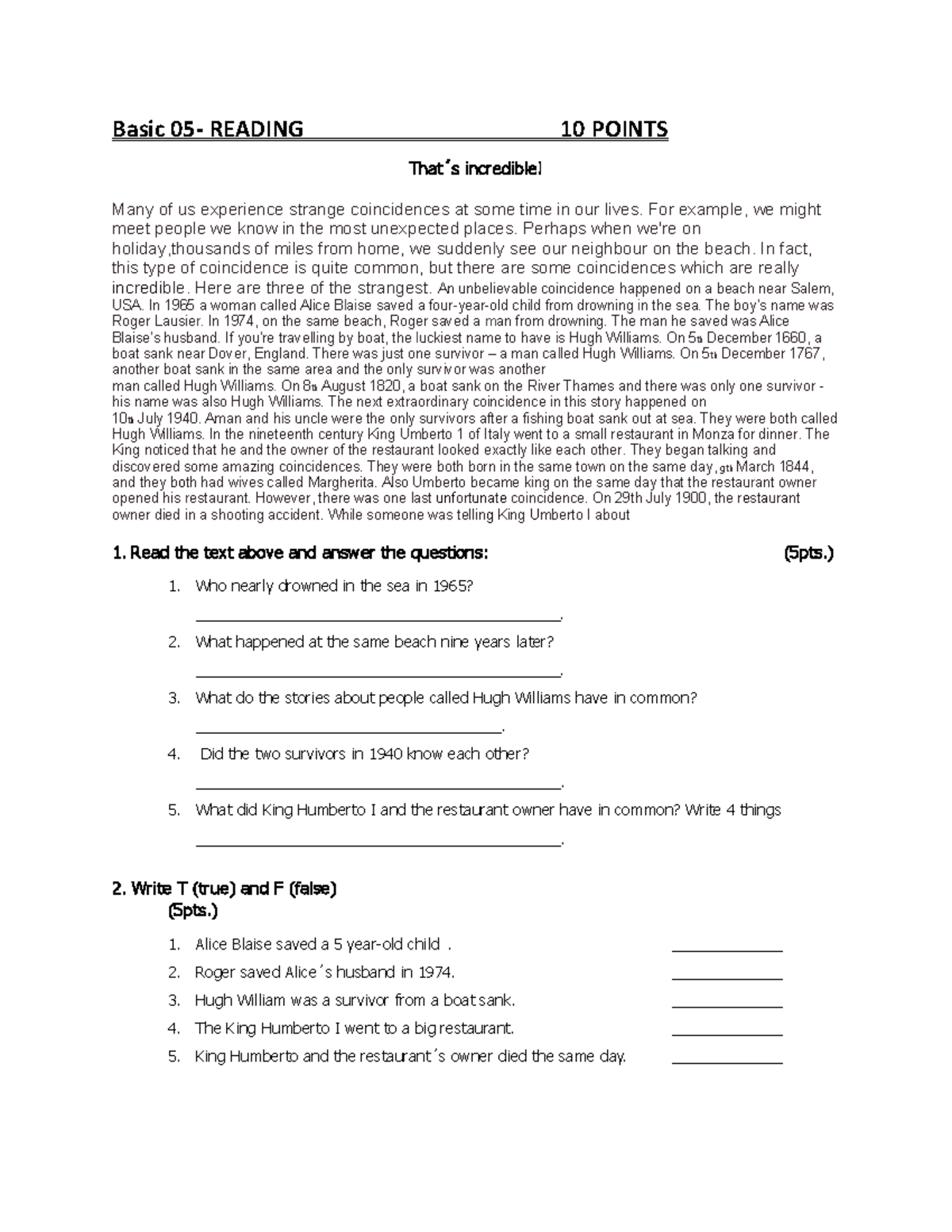 Bas. 05 Reading assessment - Basic 05- READING 10 POINTS That ́s ...