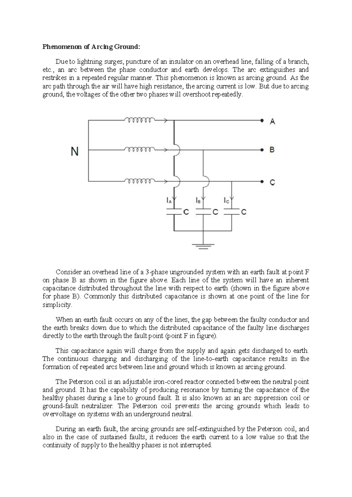 Unit-IV Notes - Power Systems-II - Phenomenon of Arcing Ground: Due to ...