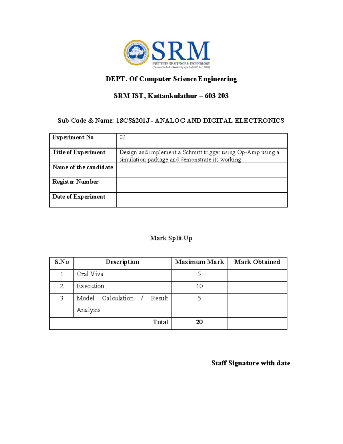 Ade ex 2 - Ade - DEPT. Of Computer Science Engineering SRM IST ...