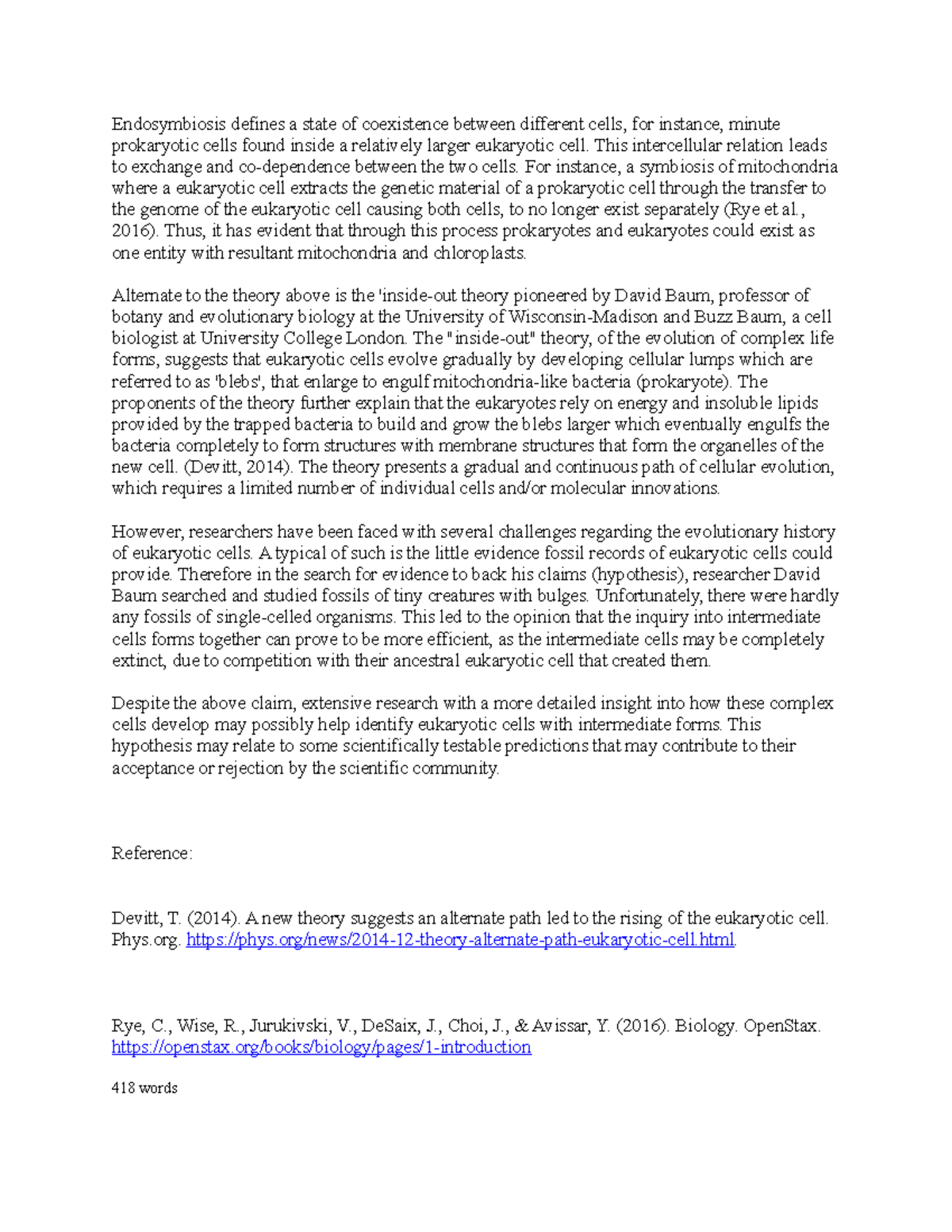 Introduction to Biology 2 UNIT 3 Discussion Assignment 422 ...