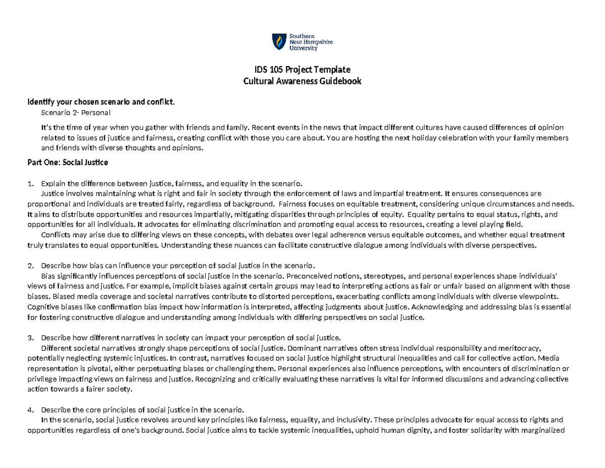IDS 105 Project Module 5 - IDS 105 Project Template Cultural Awareness Guidebook Identify your ...