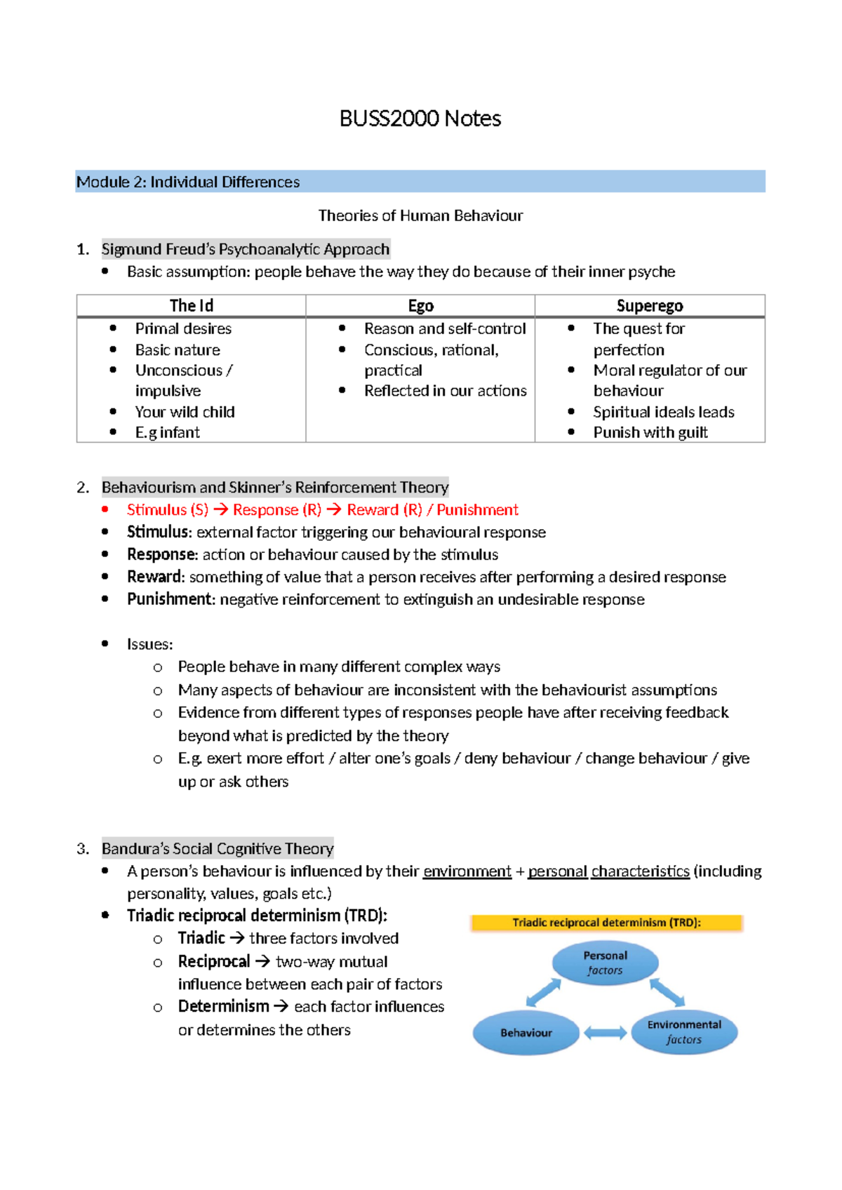 BUSS2000 Notes - BUSS2000 Notes Module 2: Individual Differences ...