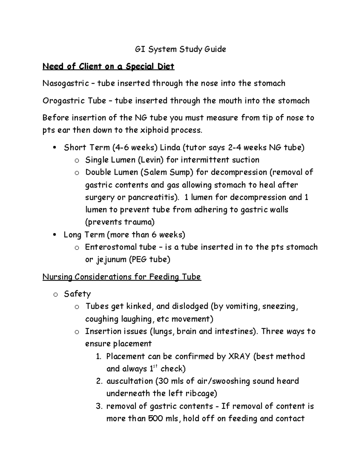 GI system Study Guide - GI REVIEW - GI System Study Guide Need of ...