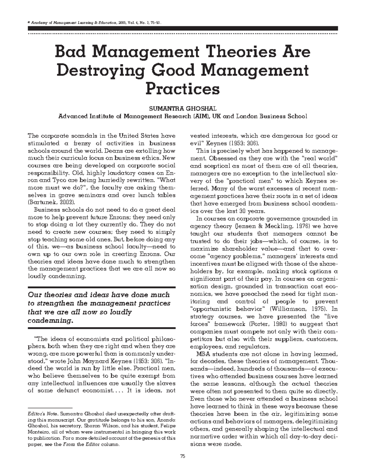 Article 7 - Bad management theories are destroying good management ...