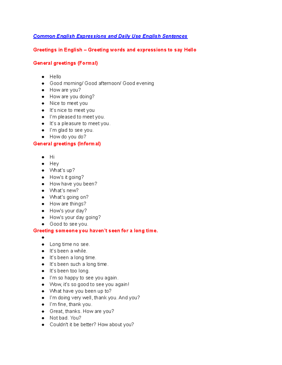 Common English Expressions and Daily Use English Sentences - It’s a ...