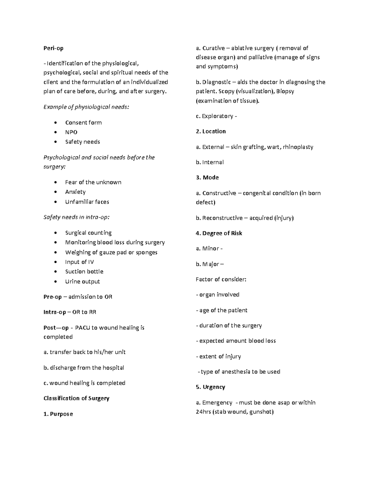 Peri-op-merged - LECTURE NOTES HELPFUL - Peri-op Identification of the ...