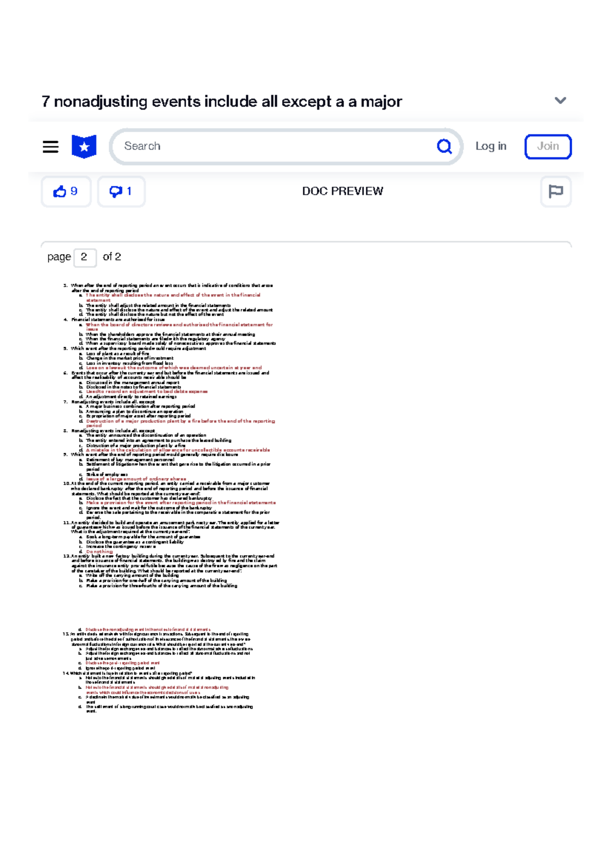 Non Adjusting Events - 7 nonadjusting events include all except a a ...