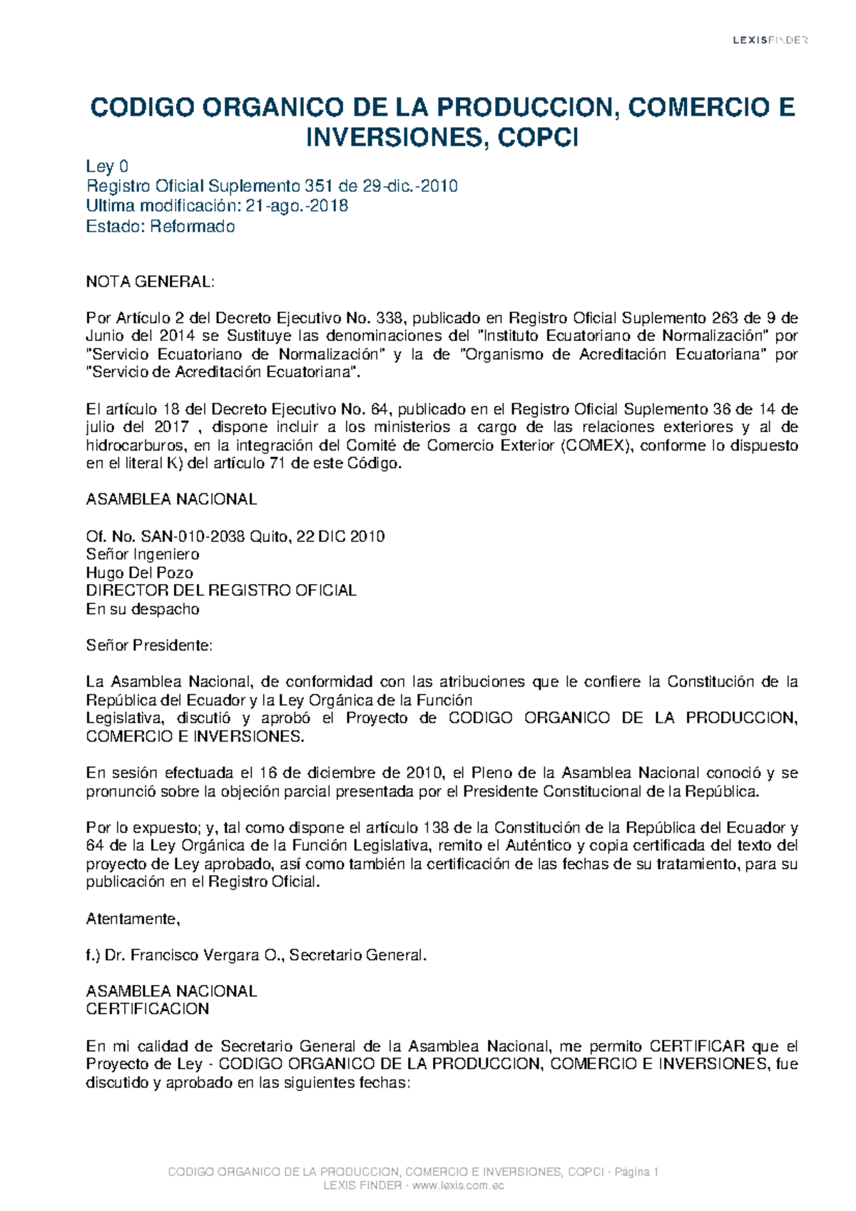 constitución de la republica del Ecuador Copci - CODIGO ORGANICO DE LA ...