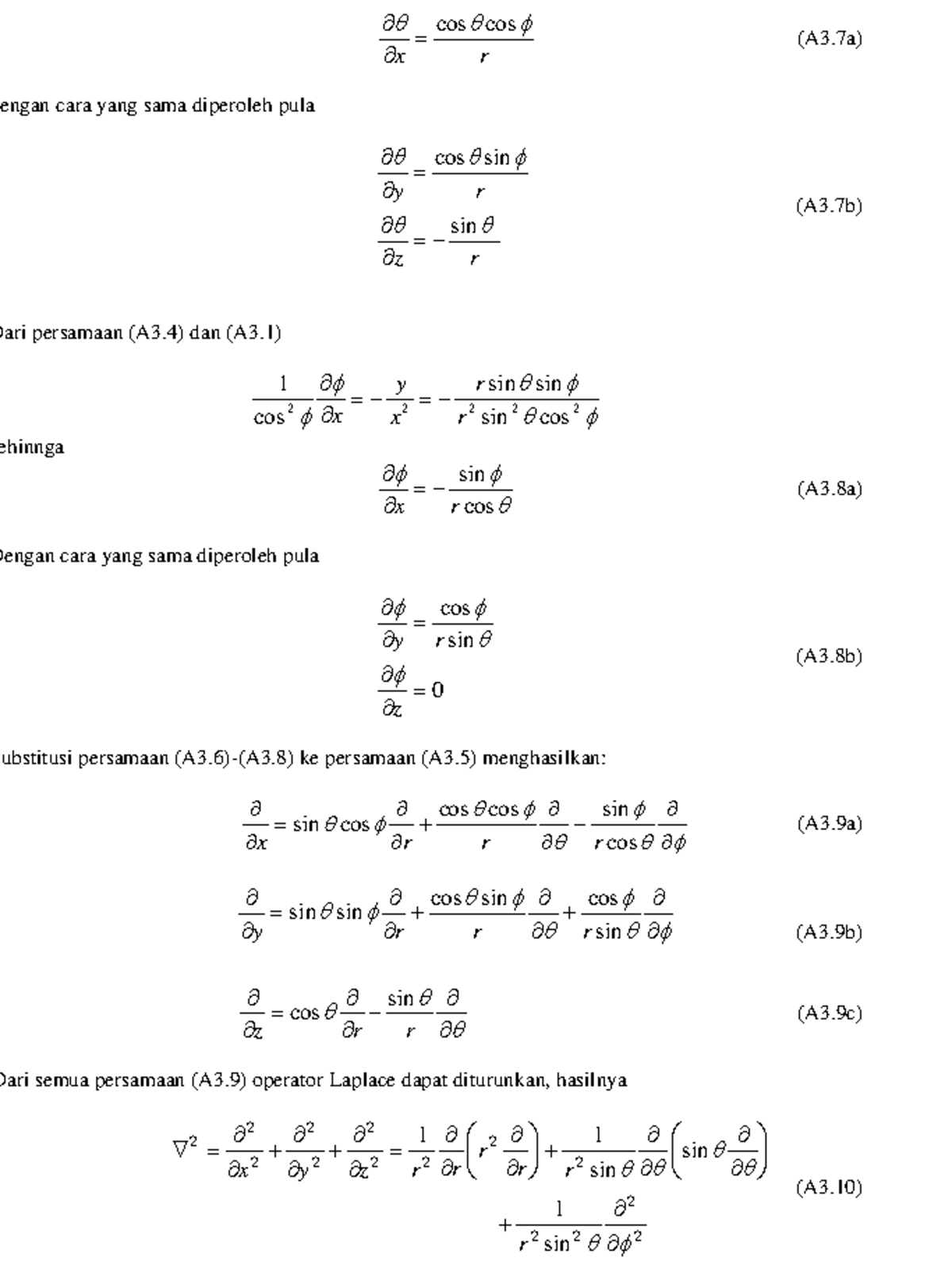 Catatan Fisika Kuantum 64 - x r cos cos (A3) sama diperoleh pula z r y ...