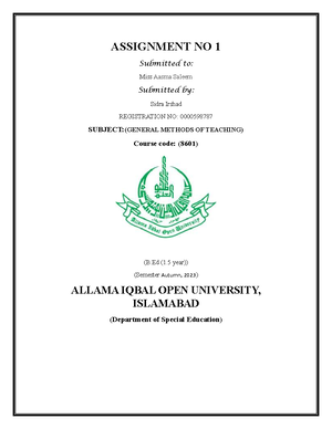 8602-1 Assignment. - allama iqbal open university - ALLAMA IQBAL OPEN ...