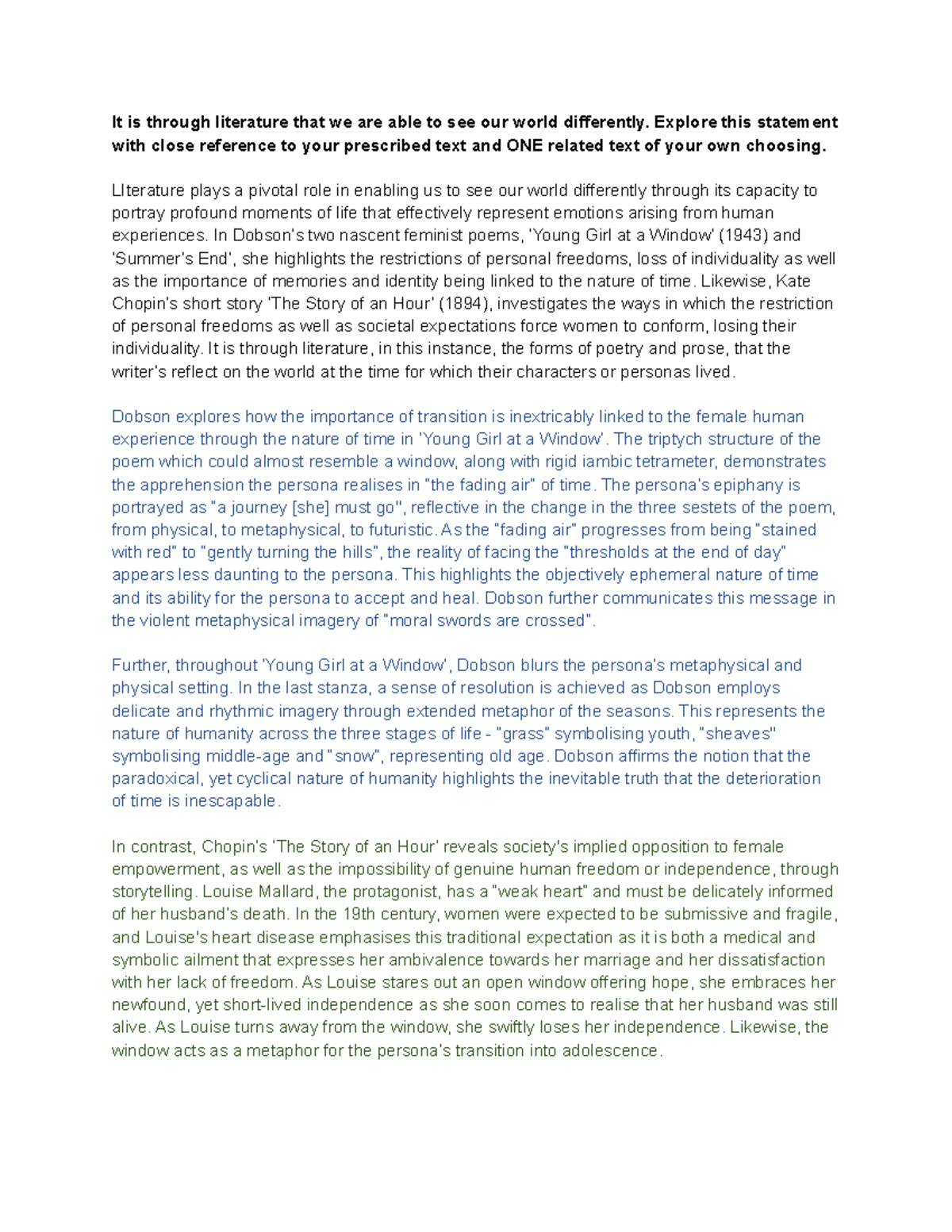 2022 common mod essay - It is through literature that we are able to ...