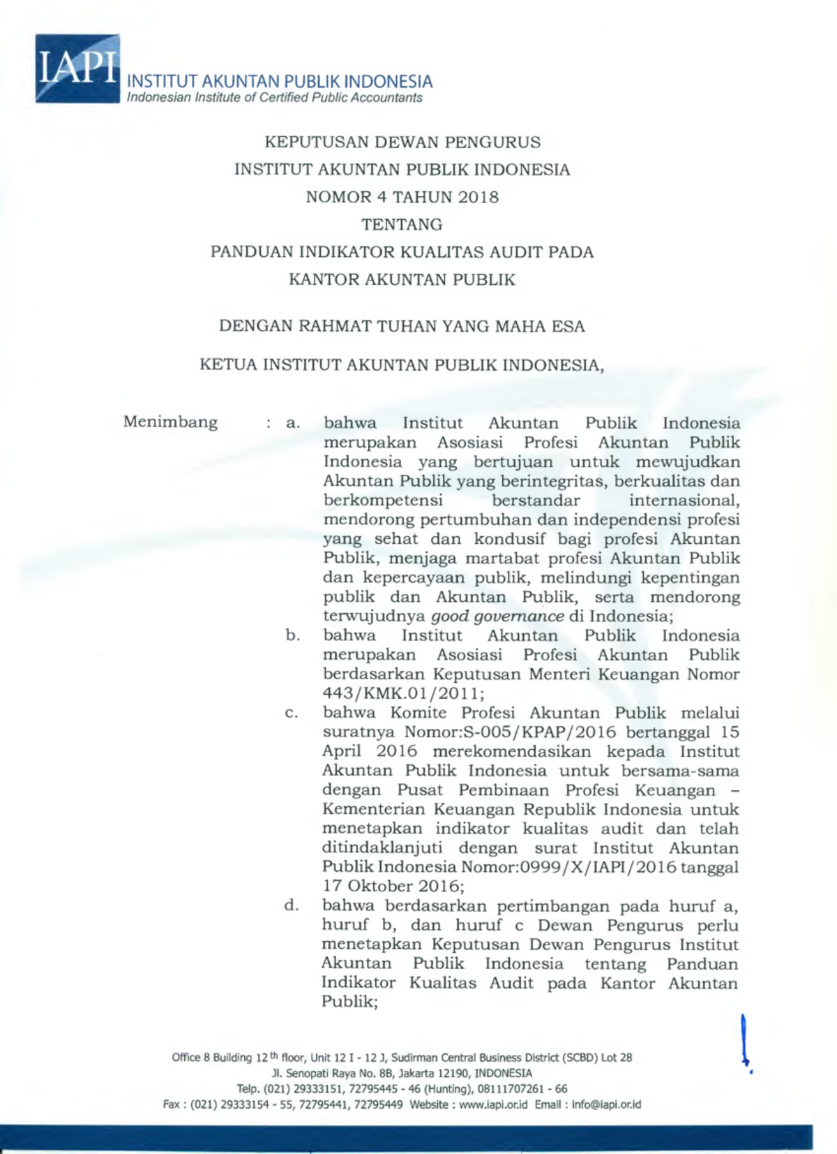 58 Panduan indikator kualitas audit kap - Auditing II - Studocu