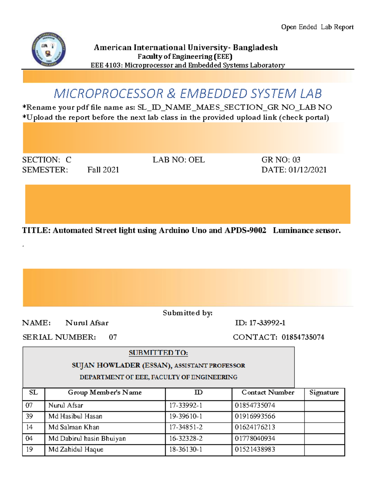 07 17 33992 1 Afsar Nurul B 03 Oel Open Ended Lab Report Microprocessor And Embedded System Lab