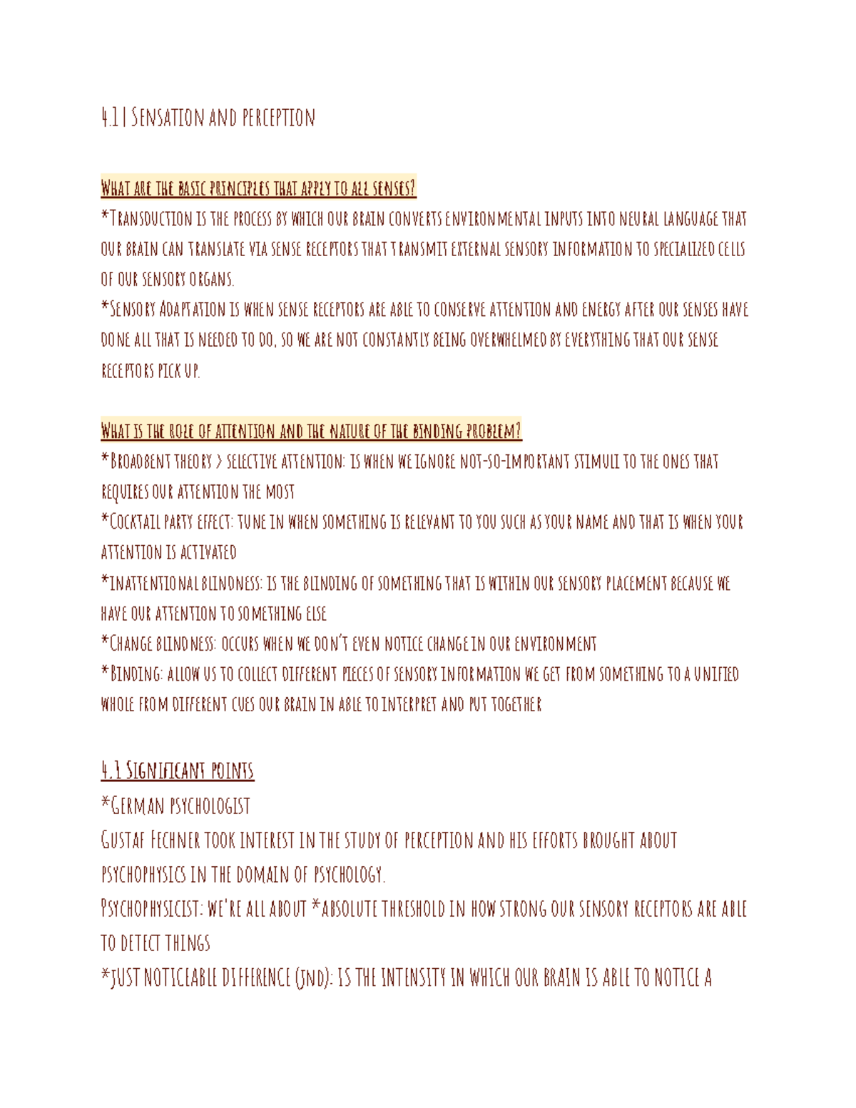 4.1 Sensation and perception - 4 | Sensation and perception What are ...