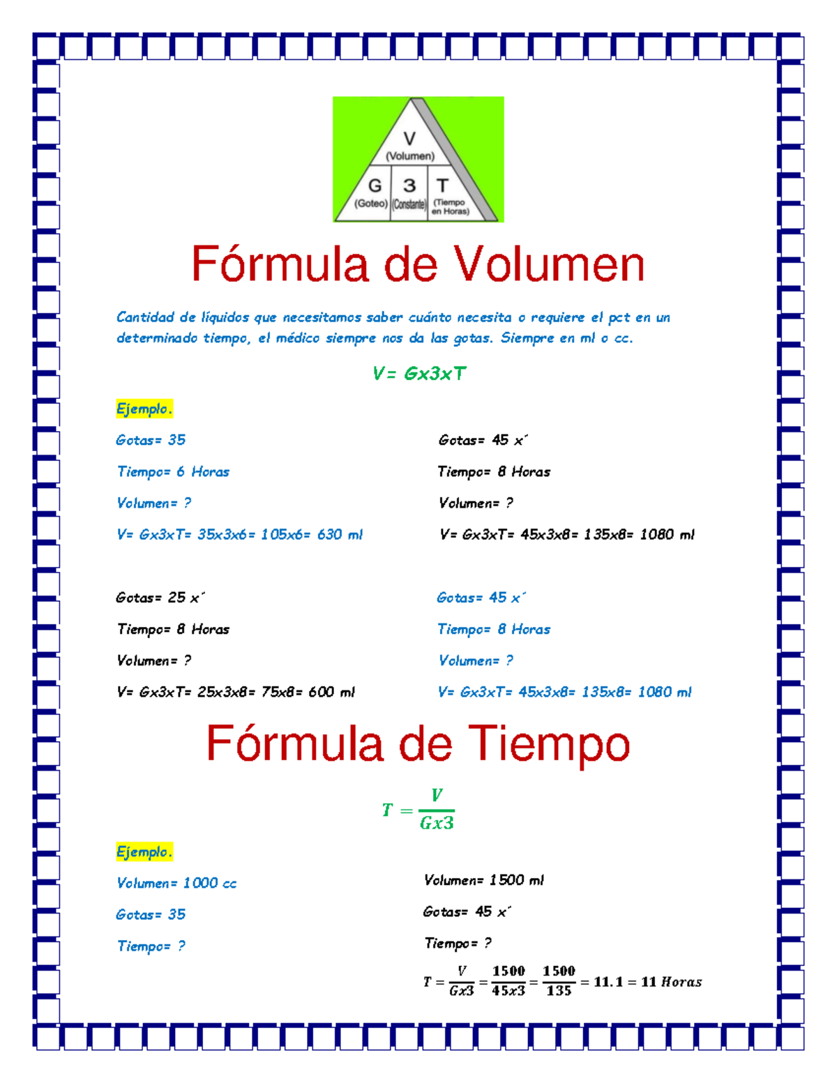 Fórmulas Clase - Fórmula de Volumen Cantidad de líquidos que ...