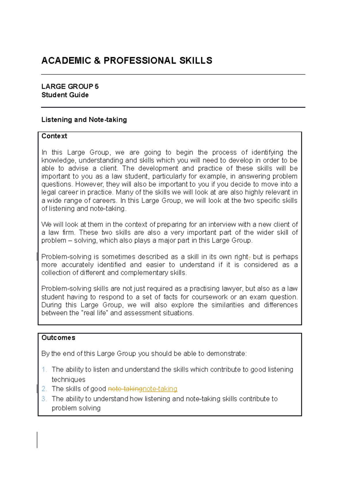 Large group 5 - lecture notes - ACADEMIC & PROFESSIONAL SKILLS LARGE ...