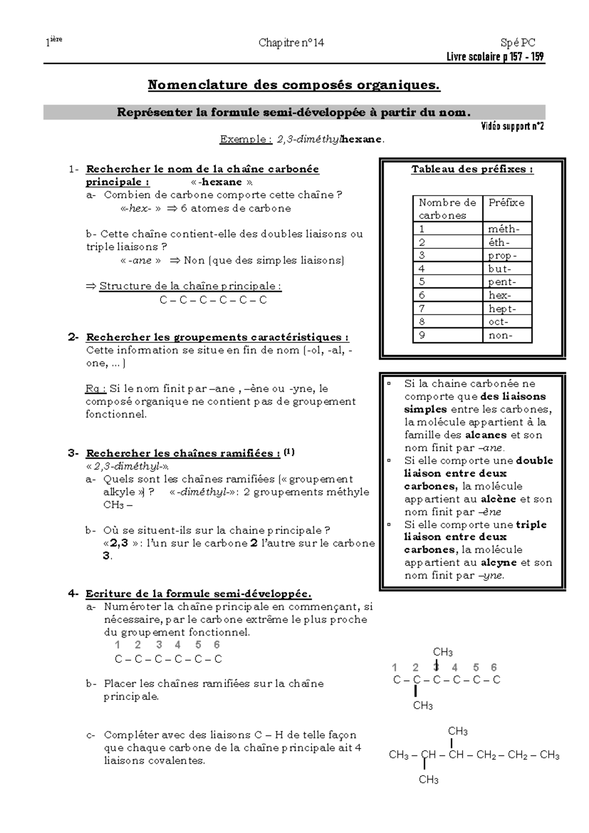 C14 Règle de nomenclatures - 1 ière Chapitre n°14 Spé PC Livre scolaire ...