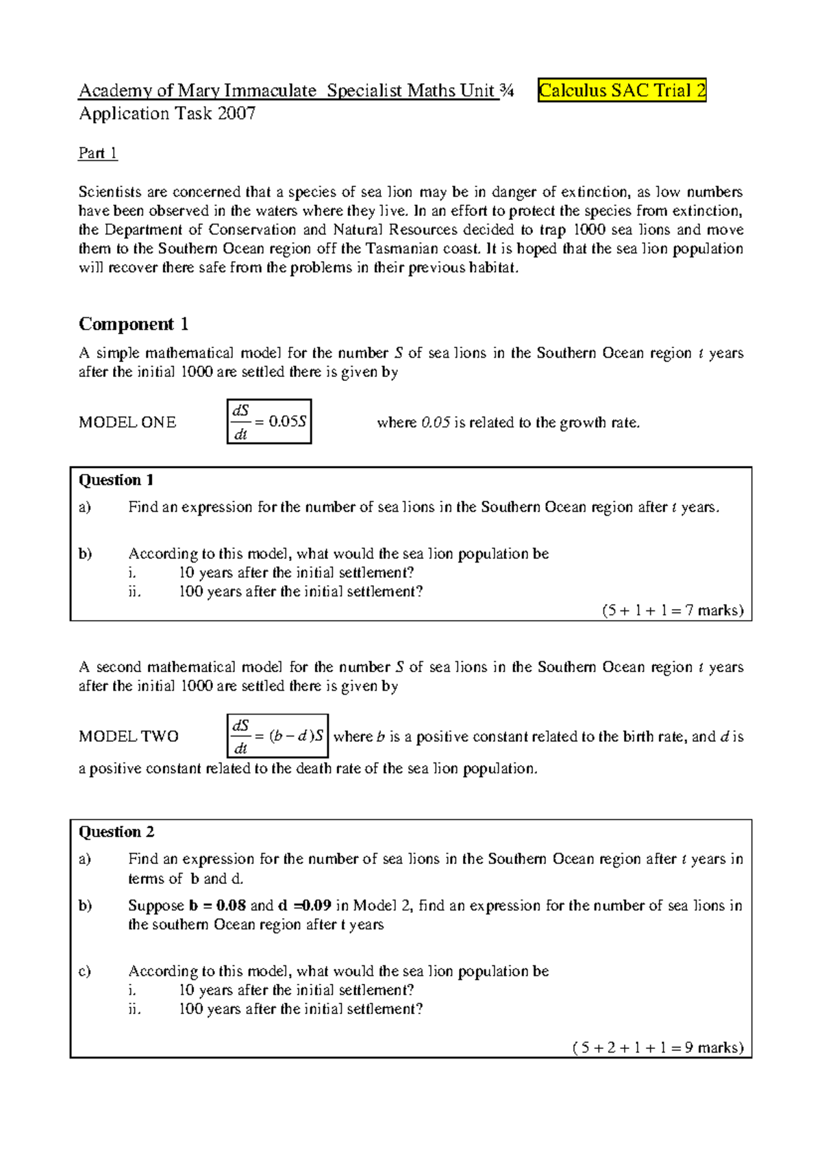 Sm34 Calculus Trial 2 - yes - Academy of Mary Immaculate Specialist ...