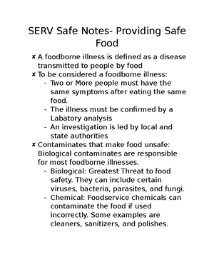 Serv Safe- The safe food handler - SERV Safe- The Safe Food Handler ...