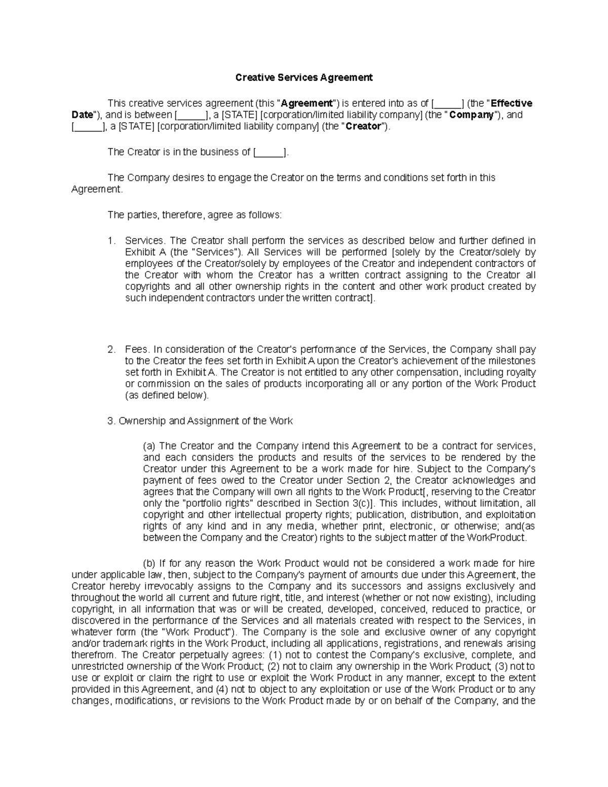 Creative Services Agreement - Basis - Creative Services Agreement This ...