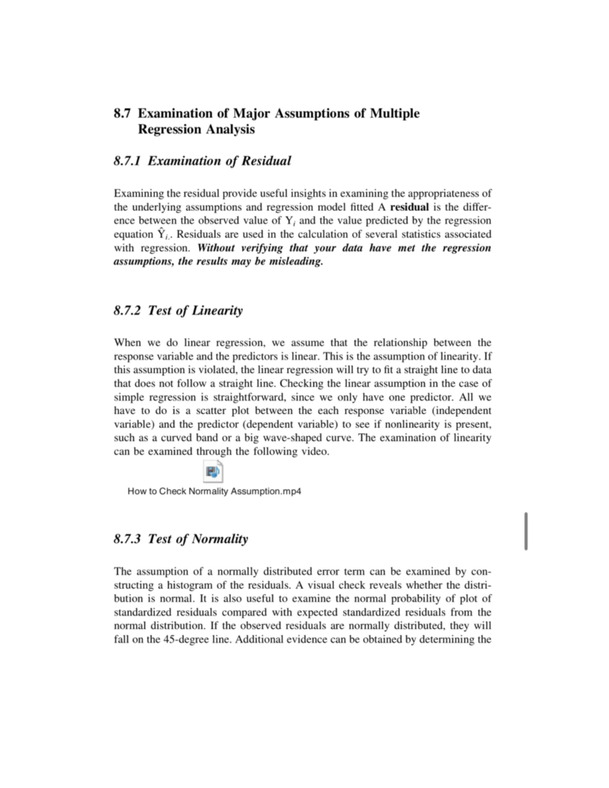 Examination of major assumptions of multiple regression analysis - Business Research - Studocu