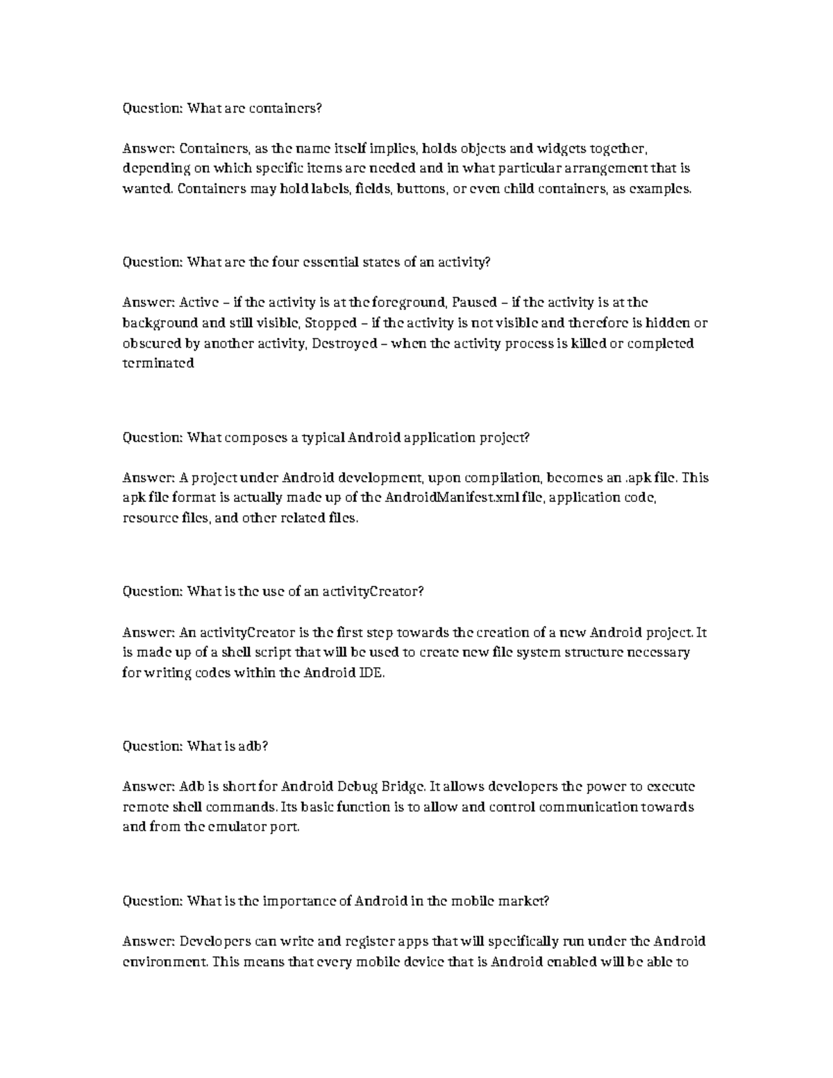 Minionship whereat horotely - Question: What are containers? Answer ...