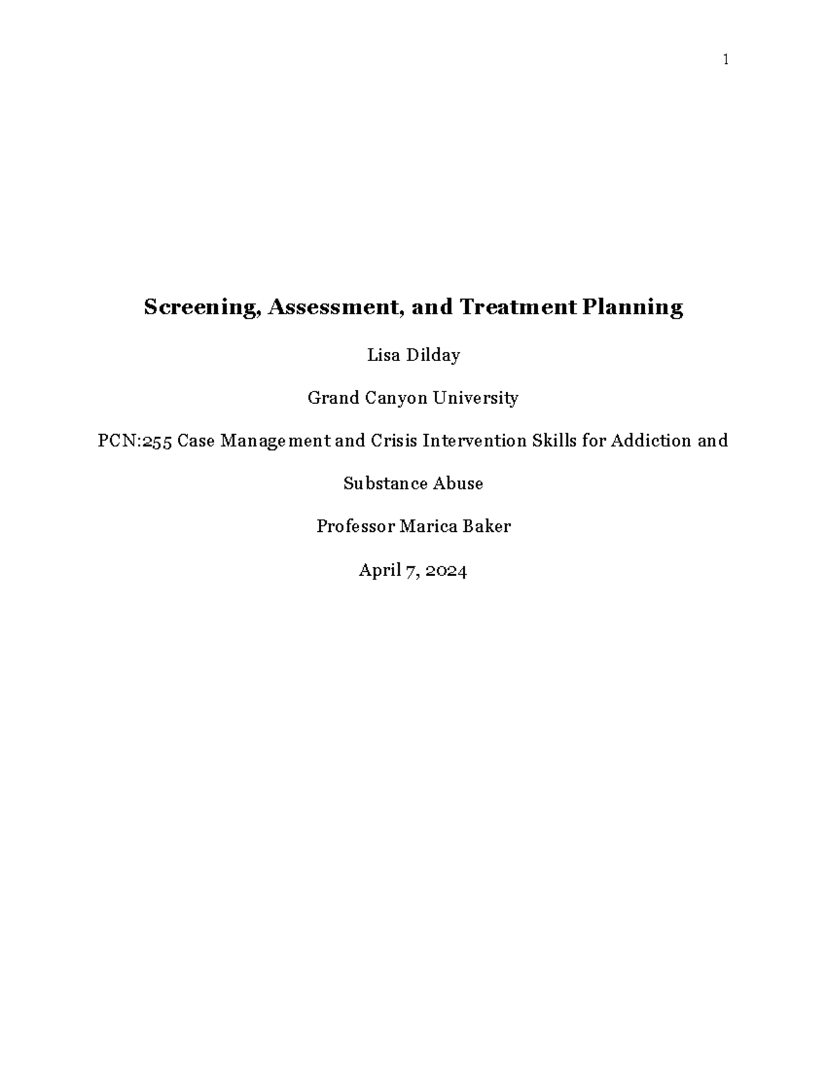 Screening assessment and treatment planning - Screening, Assessment ...