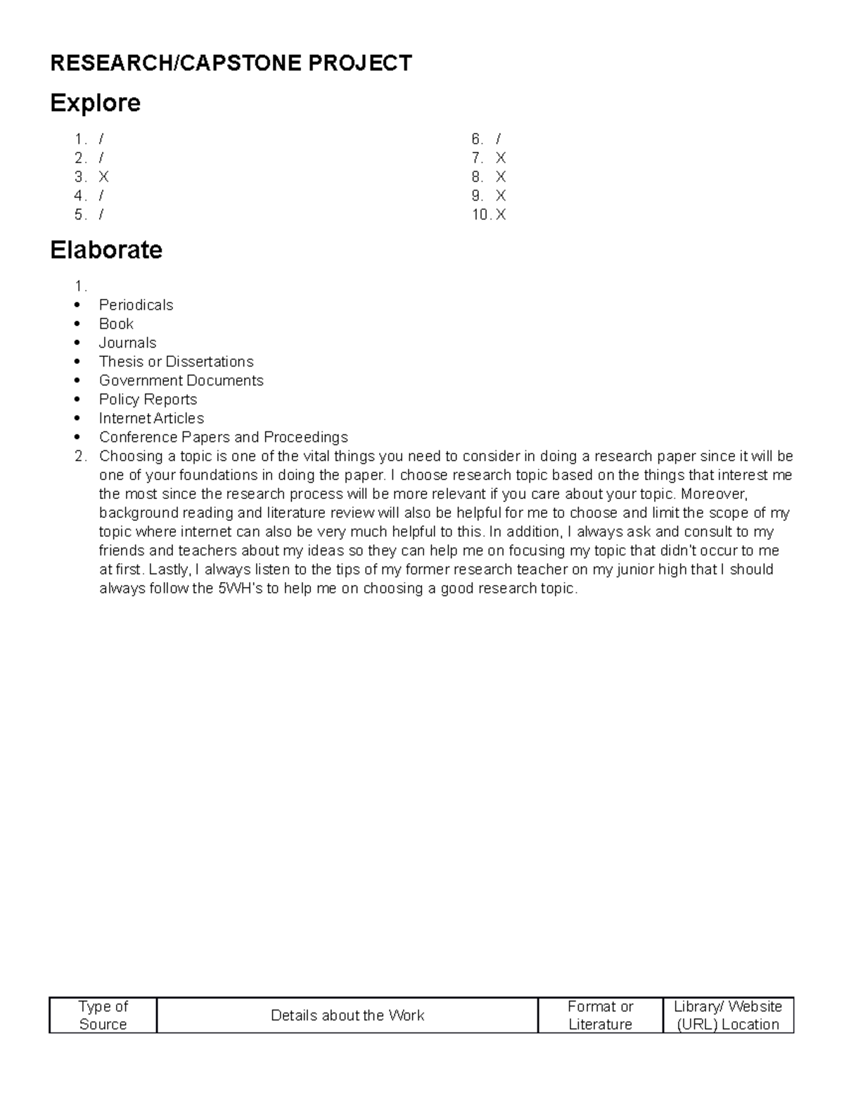 Capstone - RESEARCH/CAPSTONE PROJECT Explore 1. / 2. / 3. X 4. / 5. / 6 ...