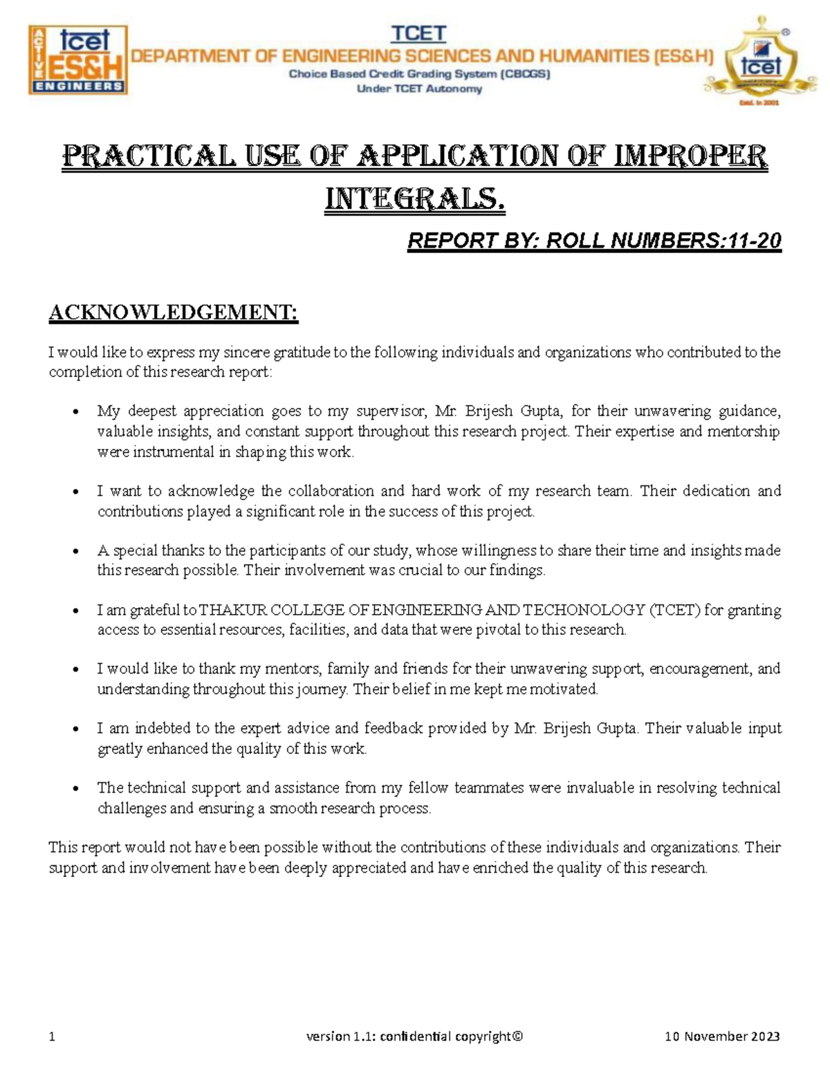 Practical use of application of improper integrals - PRACTICAL USE OF ...