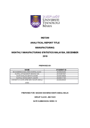 Group Assignment Report MGT269 2021 - FACULTY OF BUSINESS AND ...