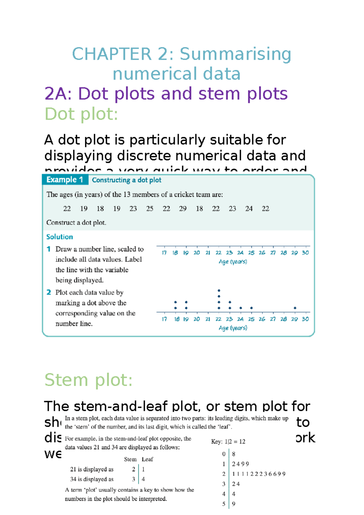 Chapter 2 - aos1 - CHAPTER 2: Summarising numerical data 2A: Dot plots ...