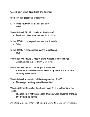 History of the US- exam 3 - U. History Exam Questions and answers (some ...