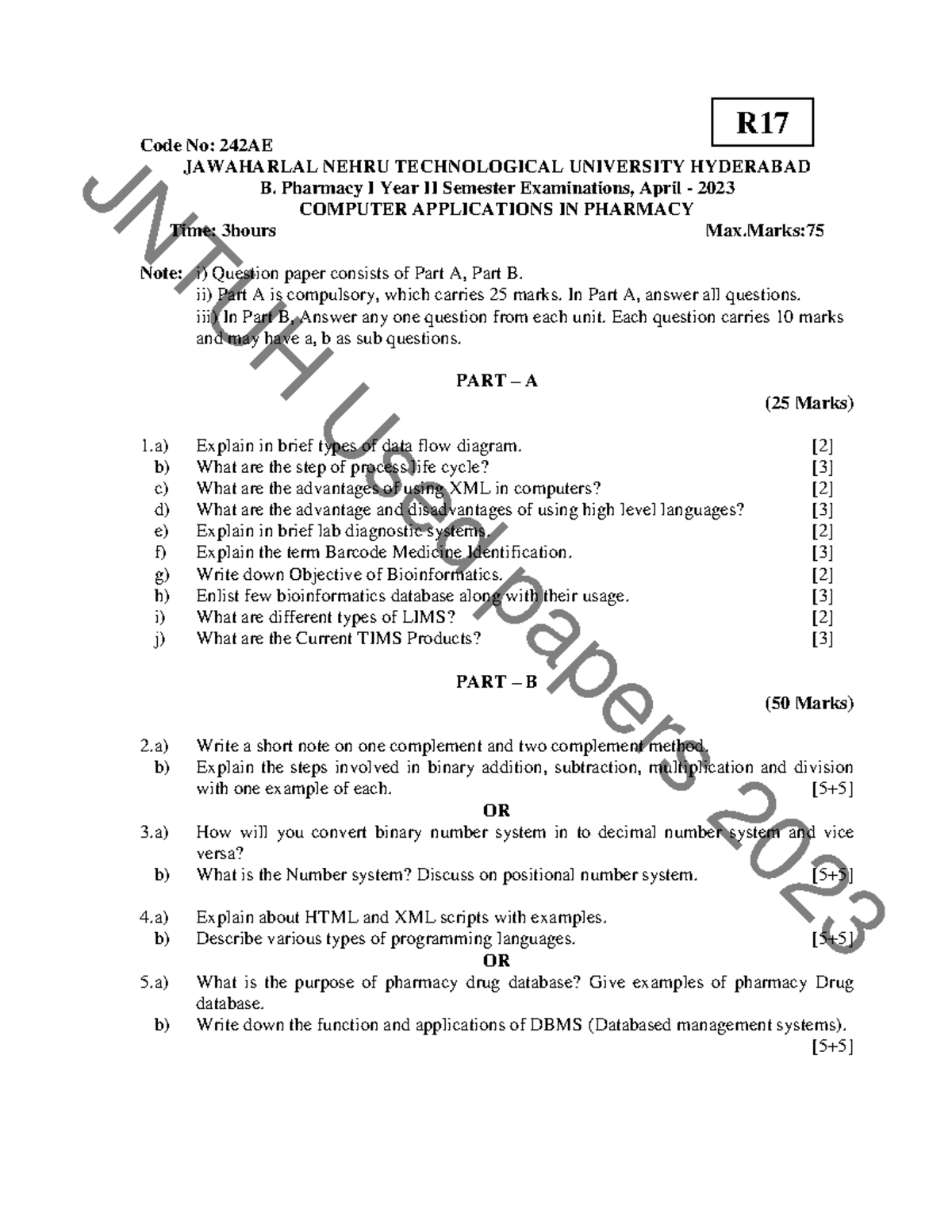 April-2023 - Helps to know important questions - Code No: 242AE ...