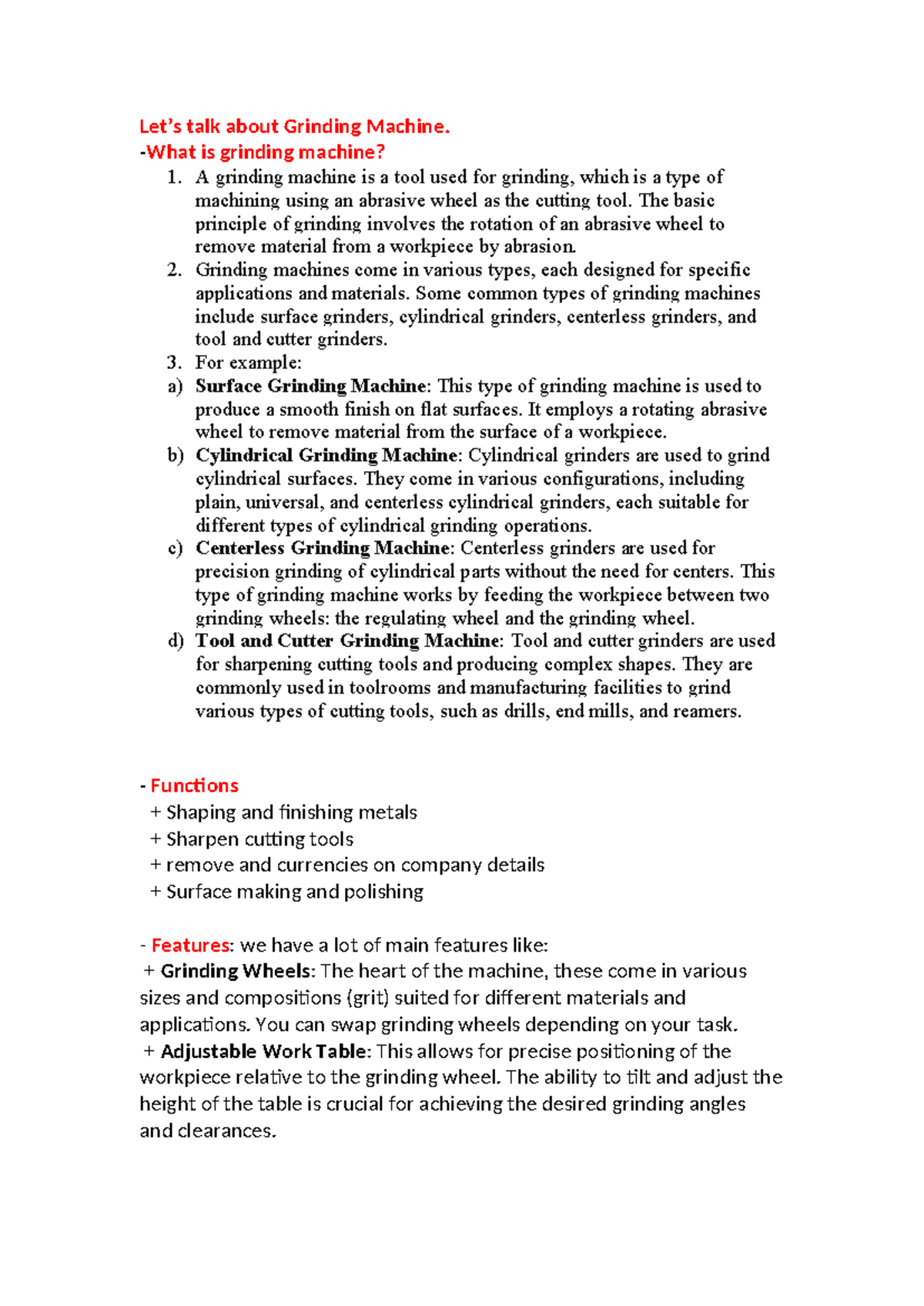 U2 present - fdssdf - Let’s talk about Grinding Machine. - What is ...