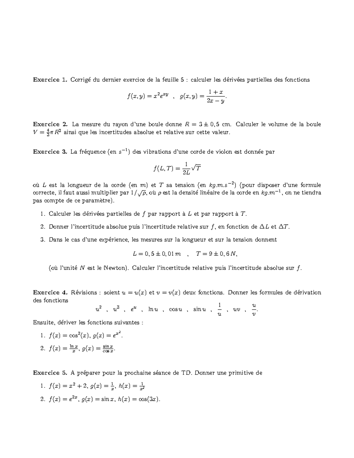 06-Ex Incertitude BIS - Exercices - Exercice 1. Corrig ́e du dernier ...