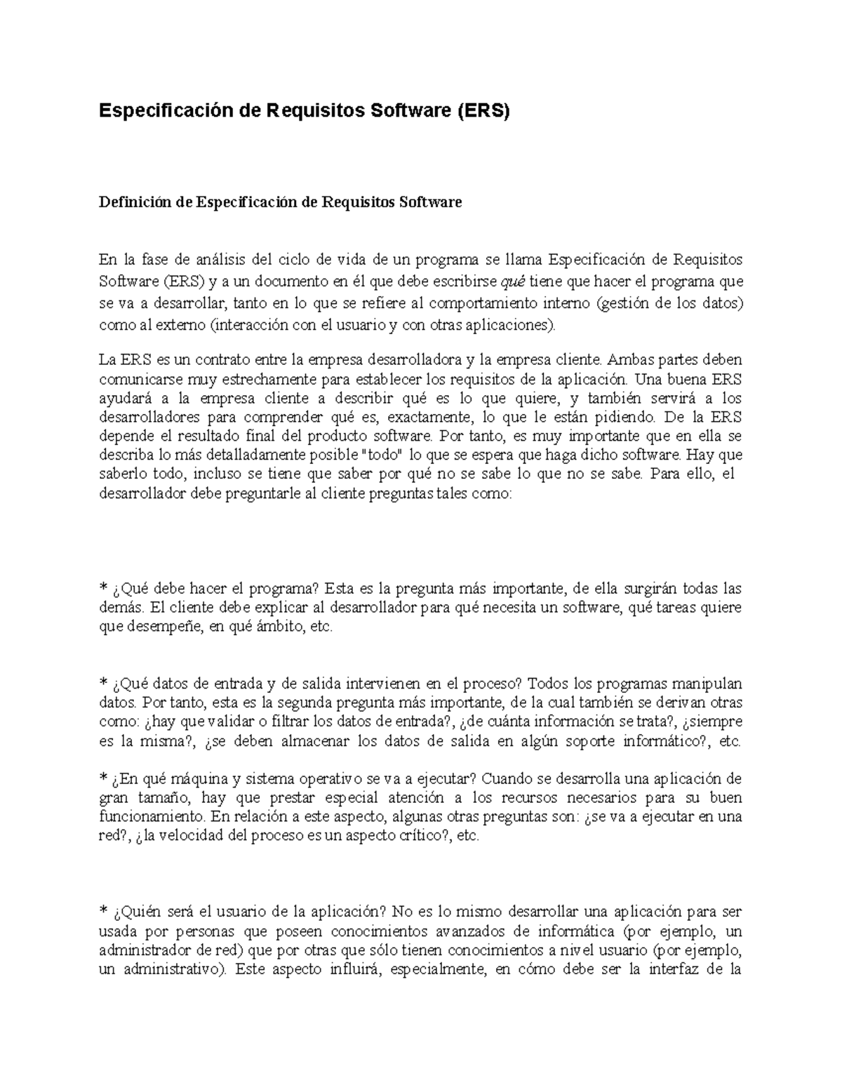Características Deseables DE UNA ERS - Especificación de Requisitos ...