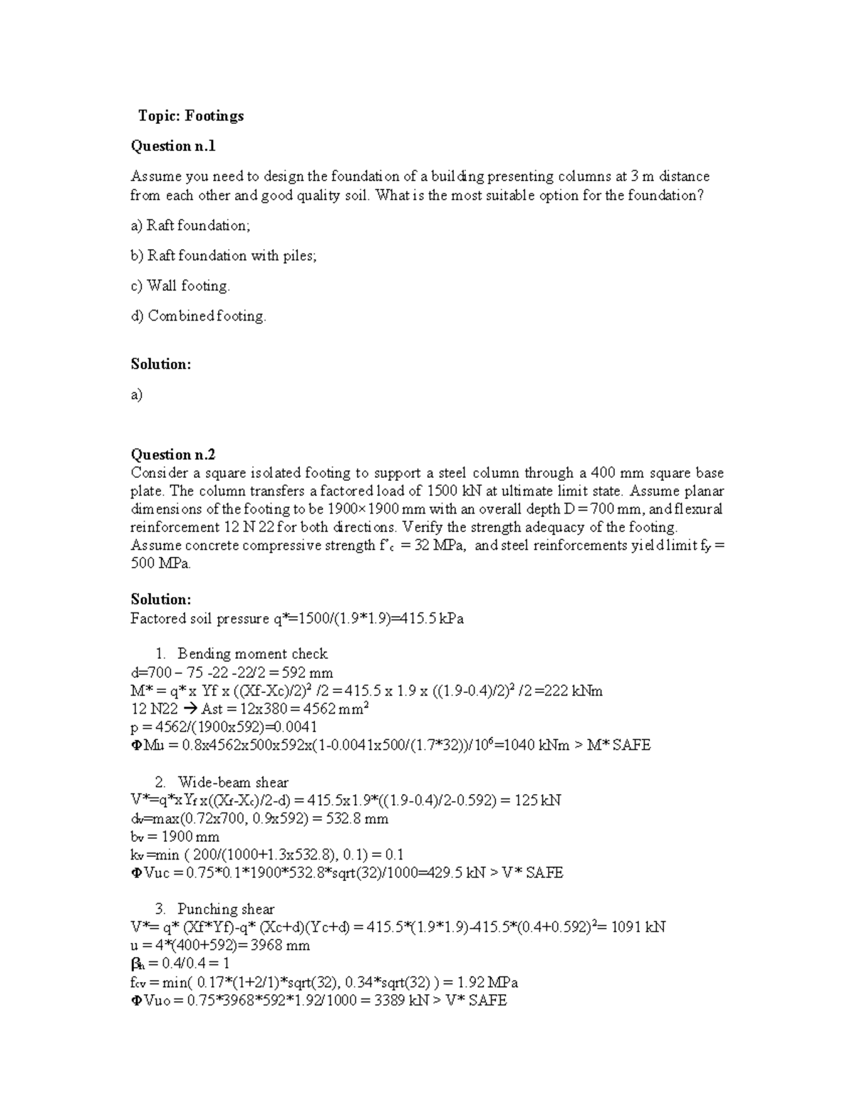 W11 Post-lecture questions solutions footings - Topic: Footings ...