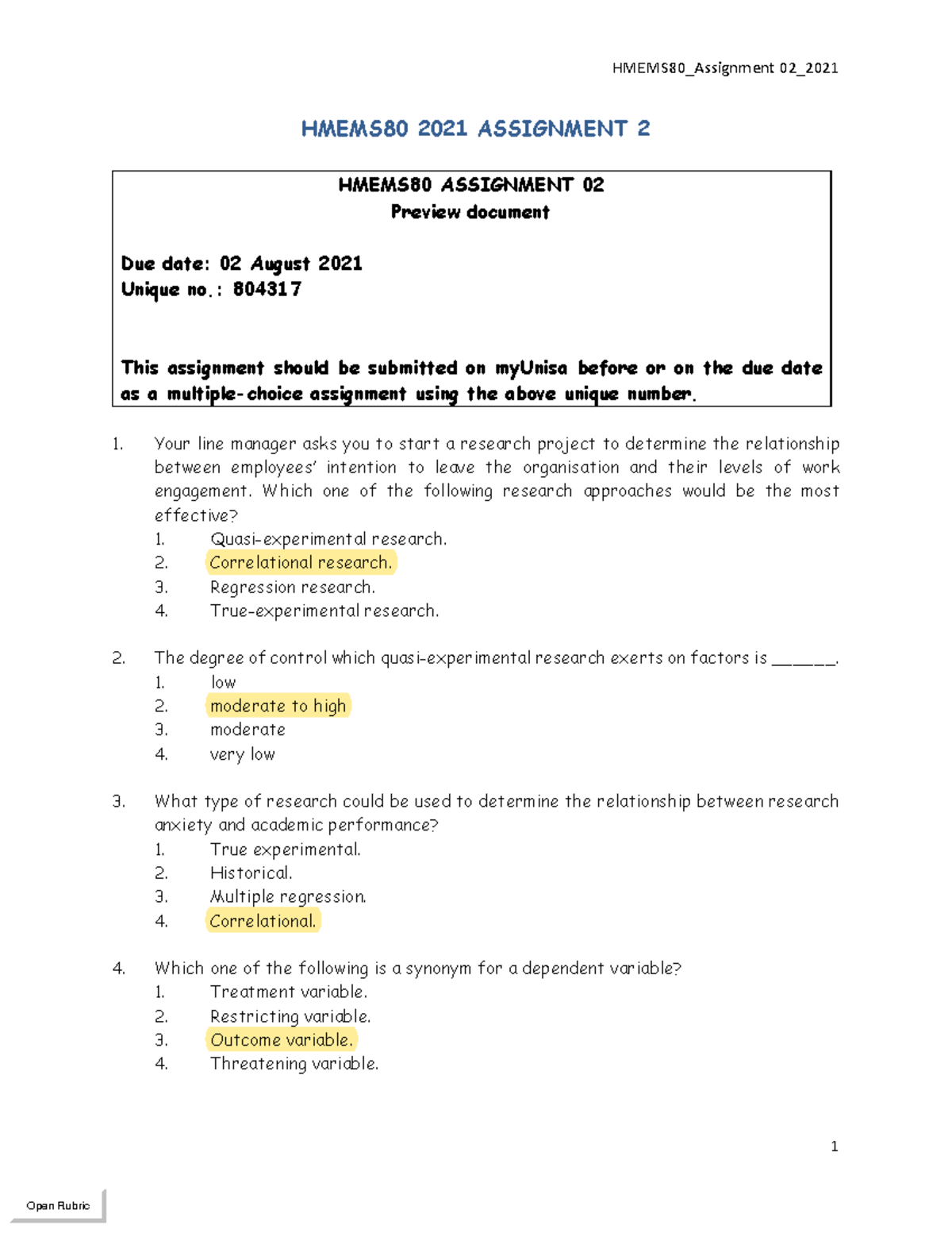 HMEMS80 2021 Assignment 2 nnn - HMEMS80 - Unisa - Studocu