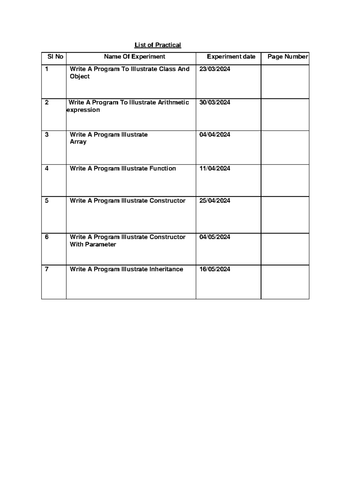 C++ Practicals - Computer Science Engineering - List of Practical Sl No Name Of Experiment - Studocu